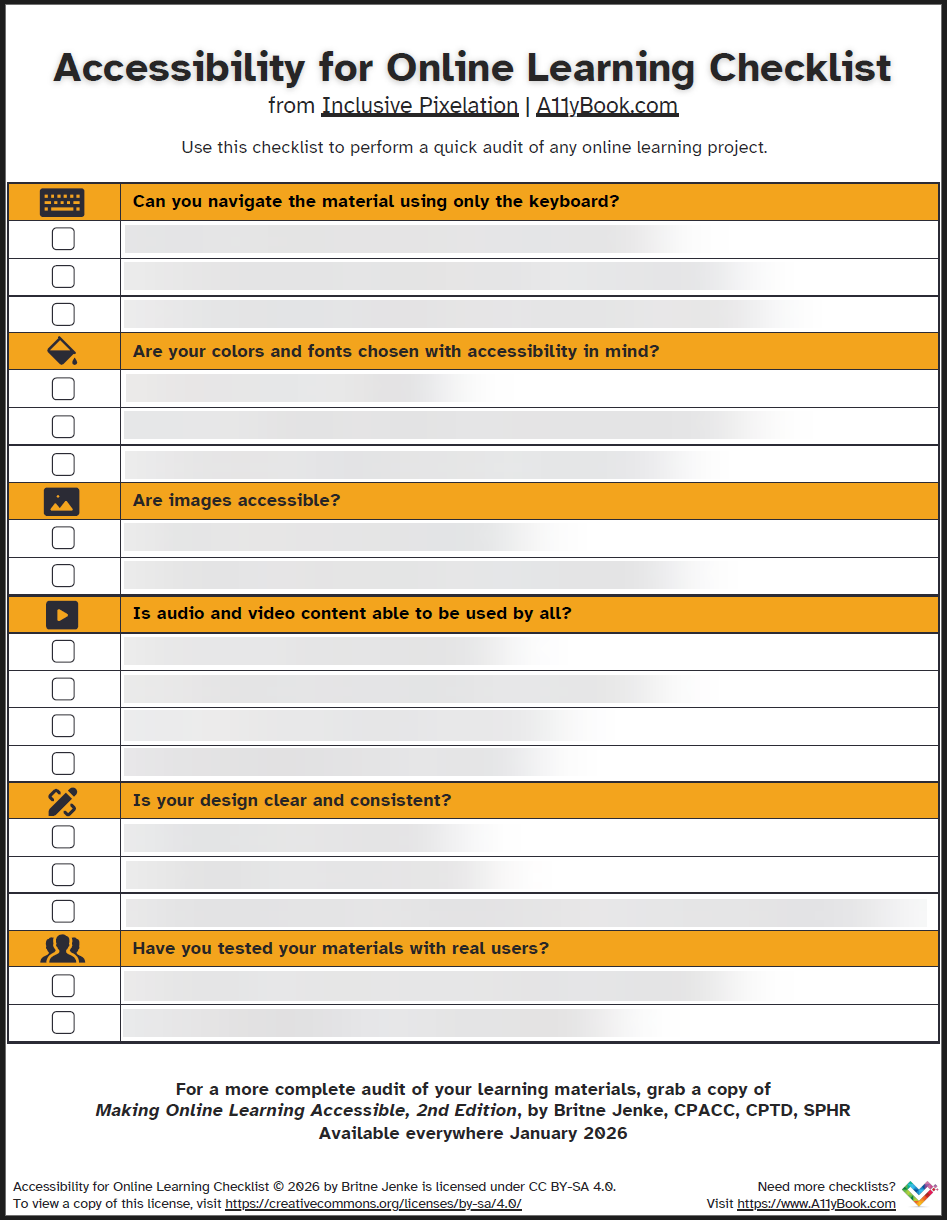 Accessibility For Online Learning Checklist Inclusive Pixelation